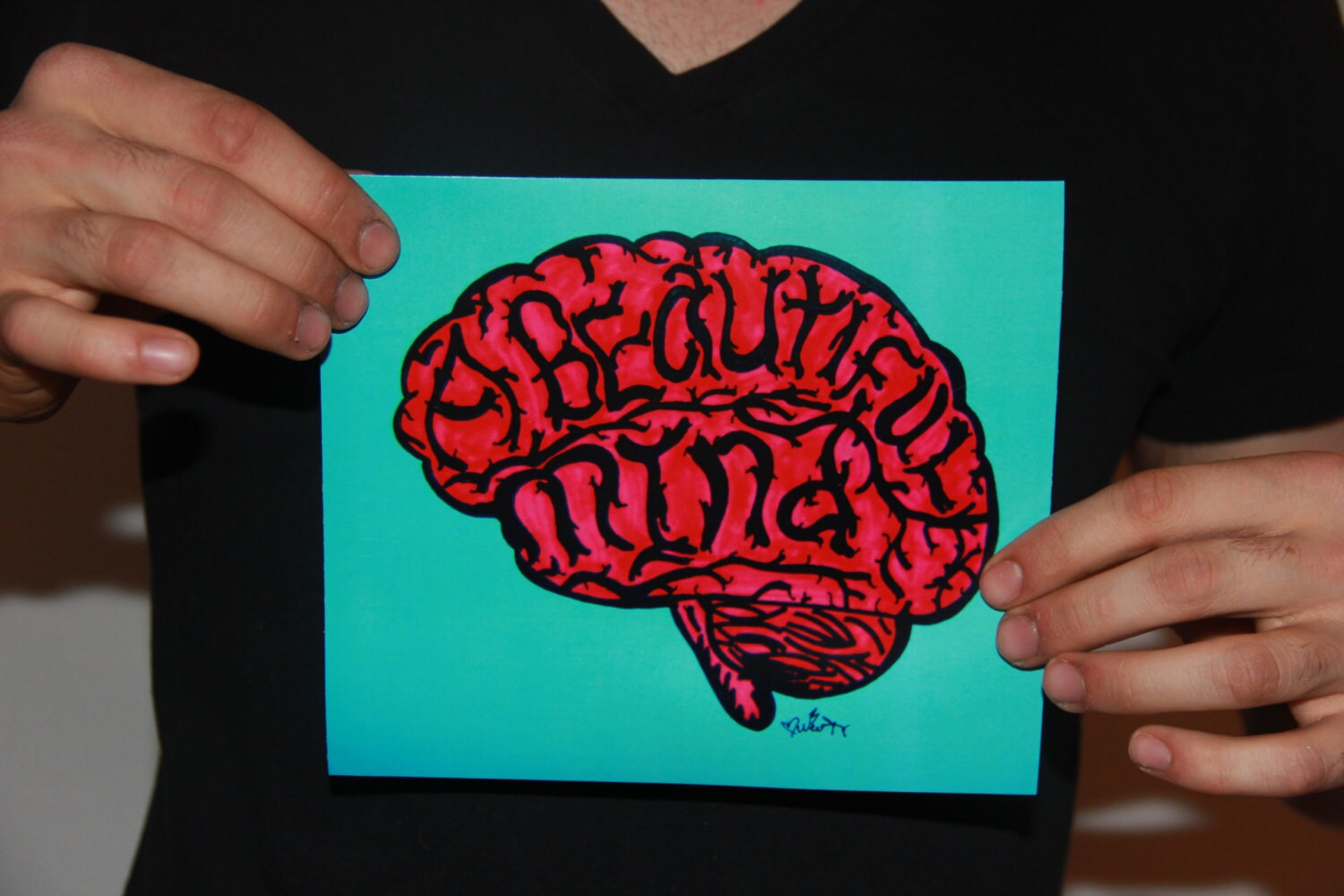 A beautiful mind brain pink blue psychedelic like andy warhol | Etsy