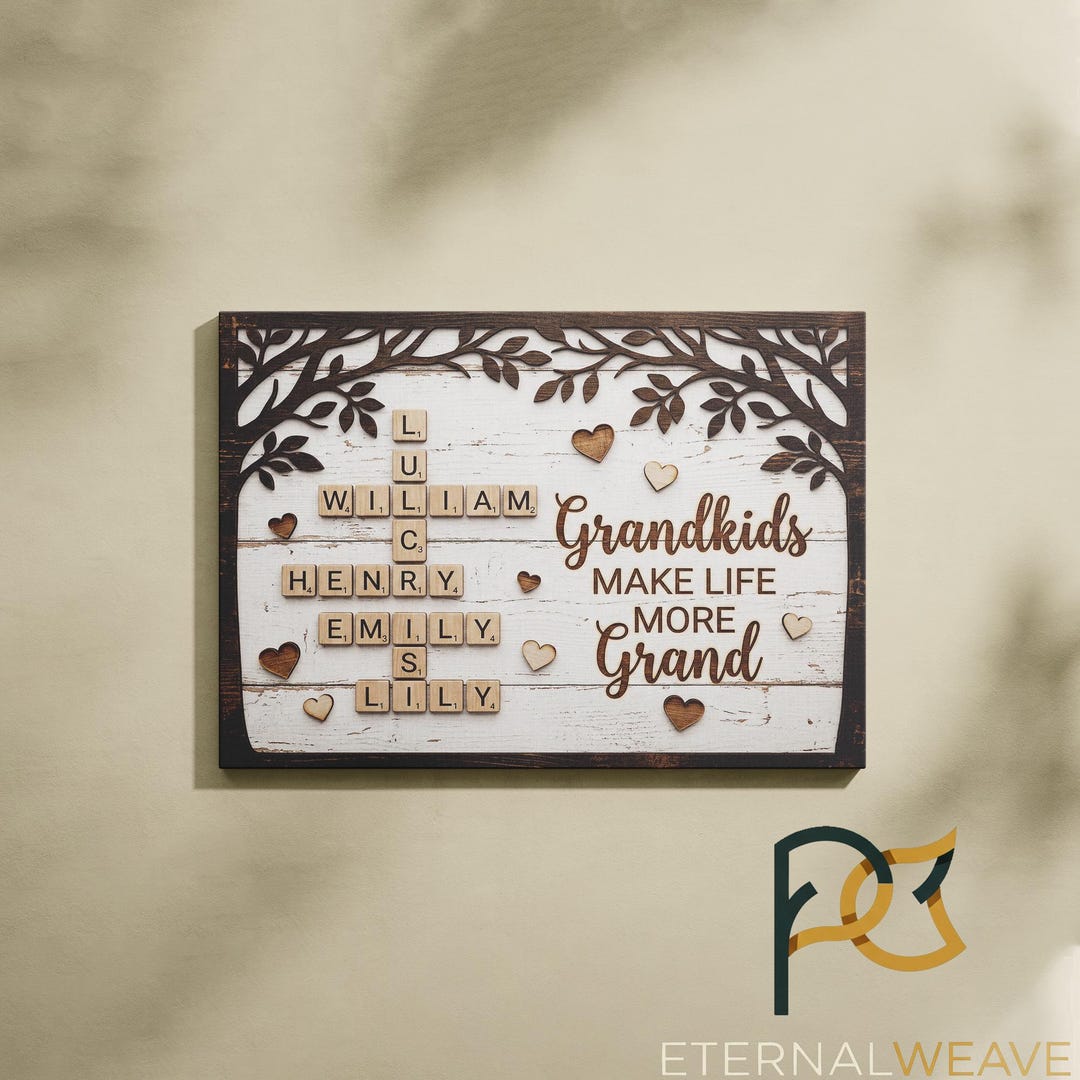 Grandkids Scrabble Tile Art | Personalized Grandparent Gift | Family ...
