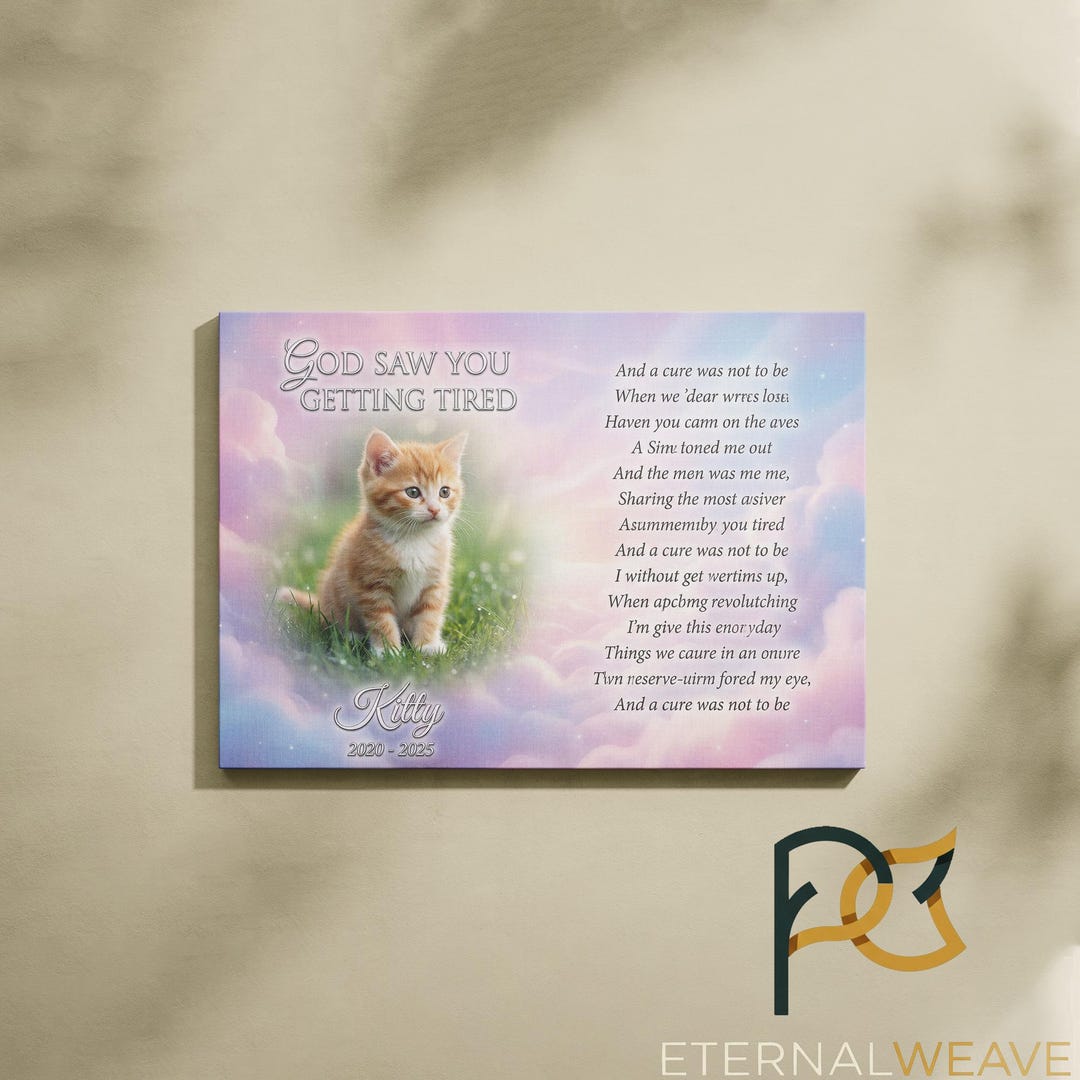 Personalized Cat Memorial Gift | God Saw You Getting Tired | Pet Loss ...