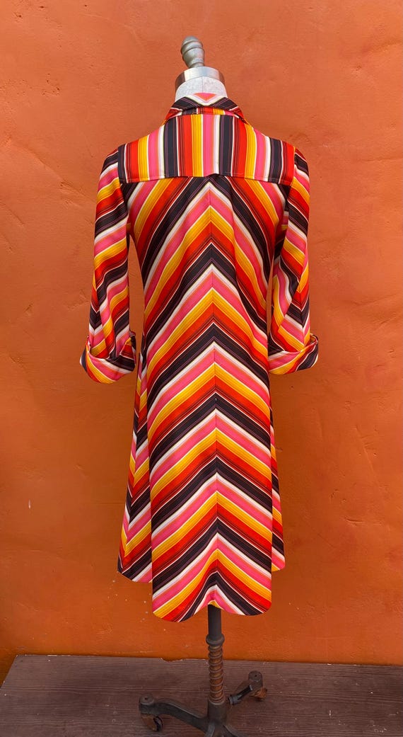 Vintage 1960s 1970s Mod Striped Dress. Hippie Boho Gr… - Gem