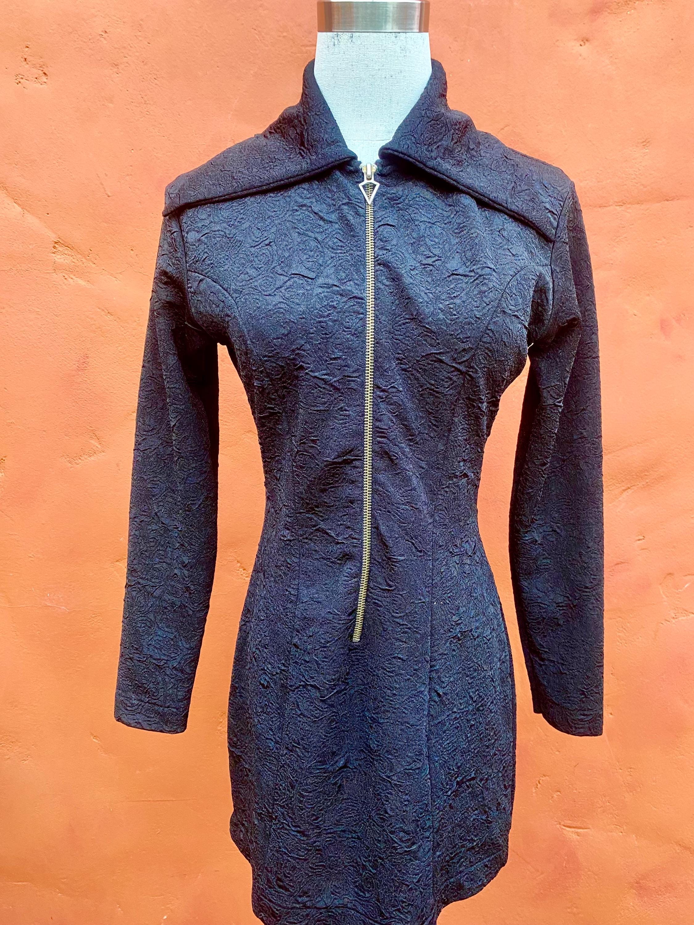 Vintage 1970s Black Micro Mini Dress. Dagger Collar. Club Party Disco ...