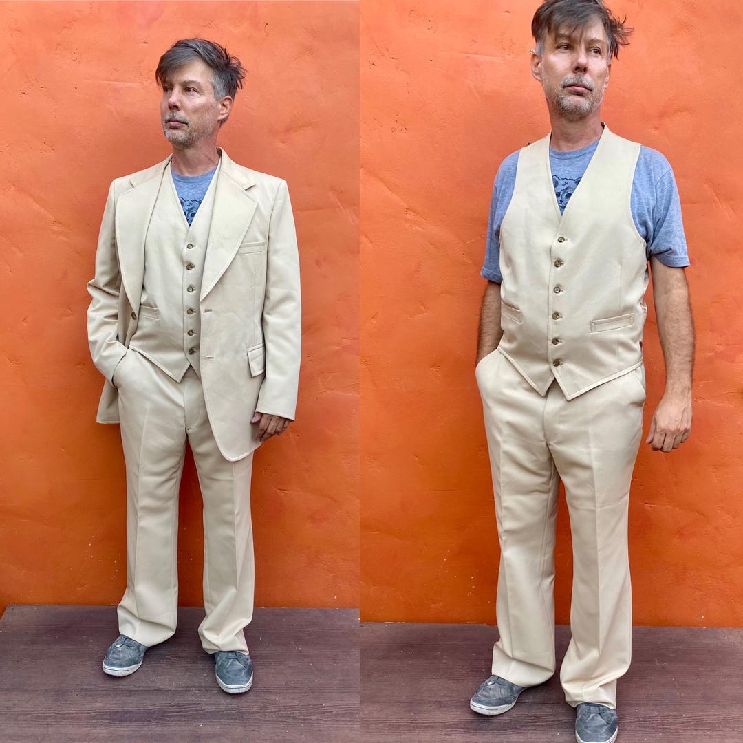 Vintage Tan 1970s Men's 3 Piece Suit . 1970s Mens Suit. Sport Coat Vest ...