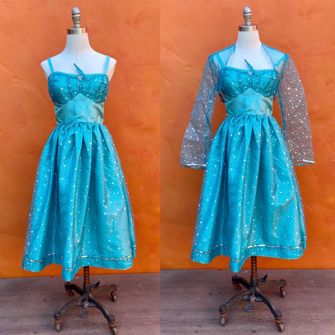 Vintage 1950s Style Elsa Frozen Swing Dress Jacket. 1950s Swing Dress ...