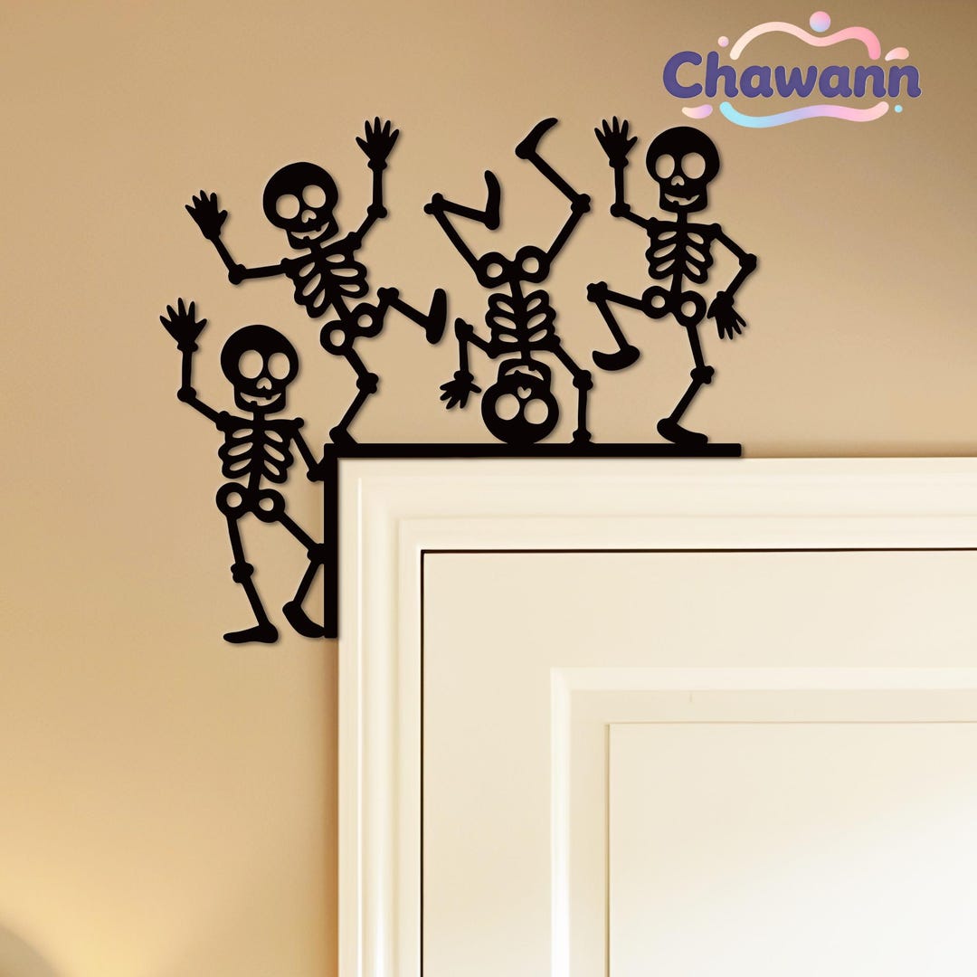 Custom Dancing Skeletons Silhouette Door Frame Metal Decor, Halloween ...