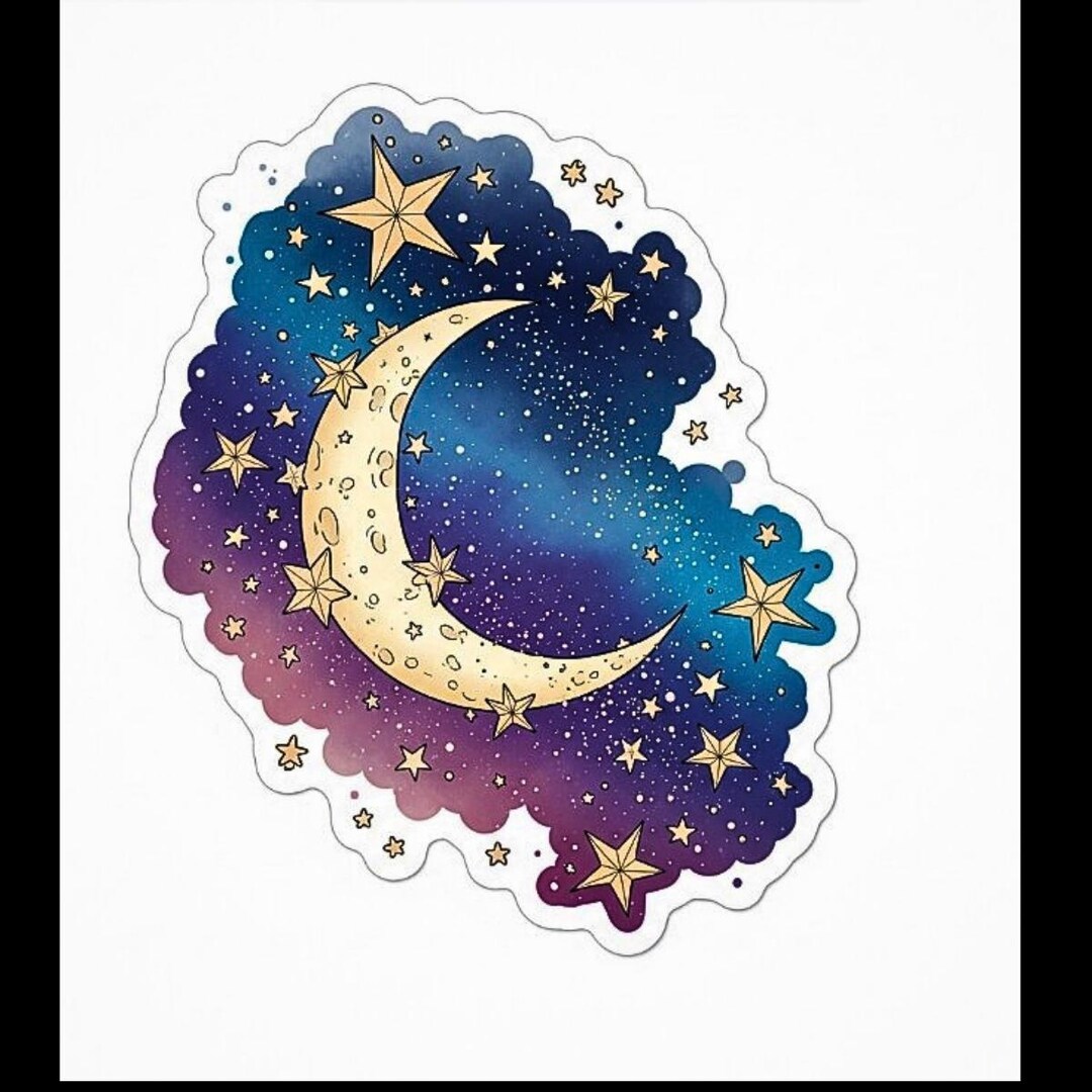 Celestial Moon & Stars Sticker: Boho Planner Decal (digital Download ...