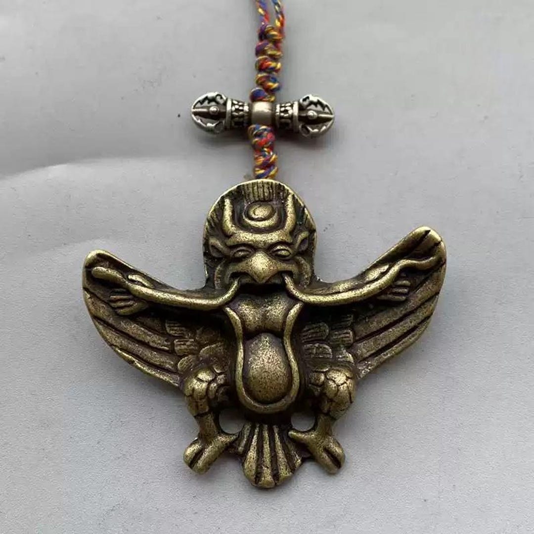 Tibetan Garuda Protector Pendant | Vintage Nepal Brass Amulet ...