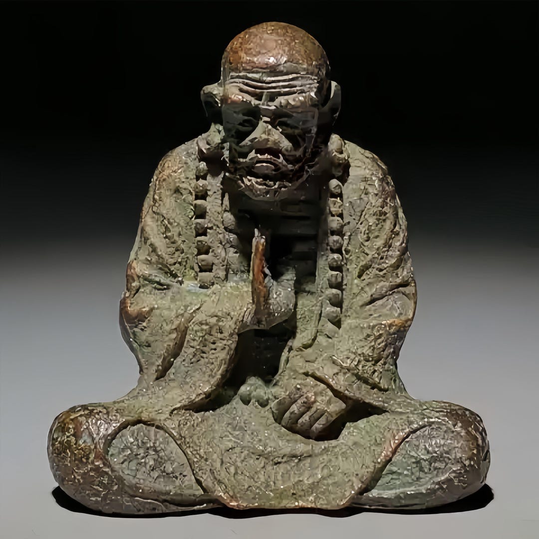 Vintage Pure Copper Bodhidharma Figurine – Zen Monk Statue | Rustic ...