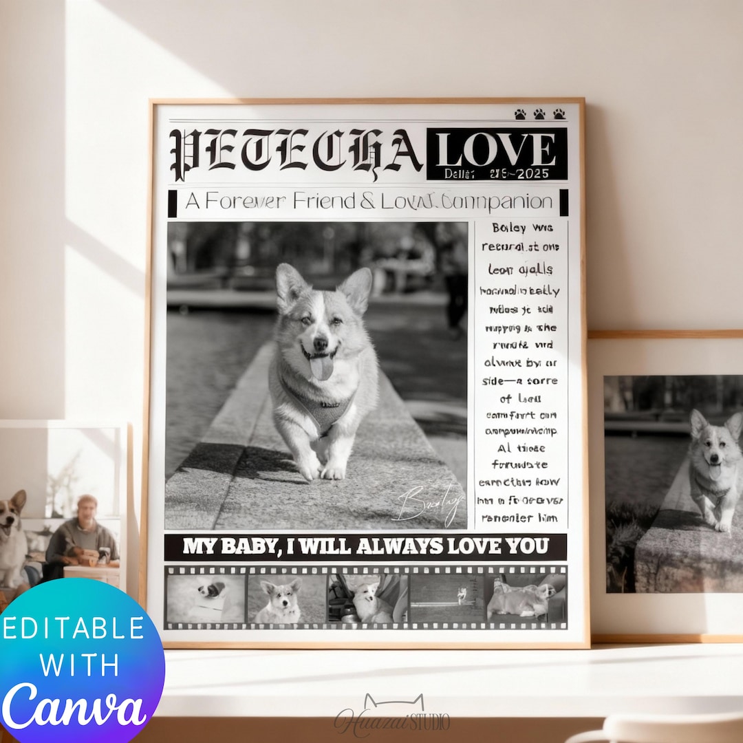 Editable Pet Obituary Newspaper | Life Story Memorial Album | Pet ...