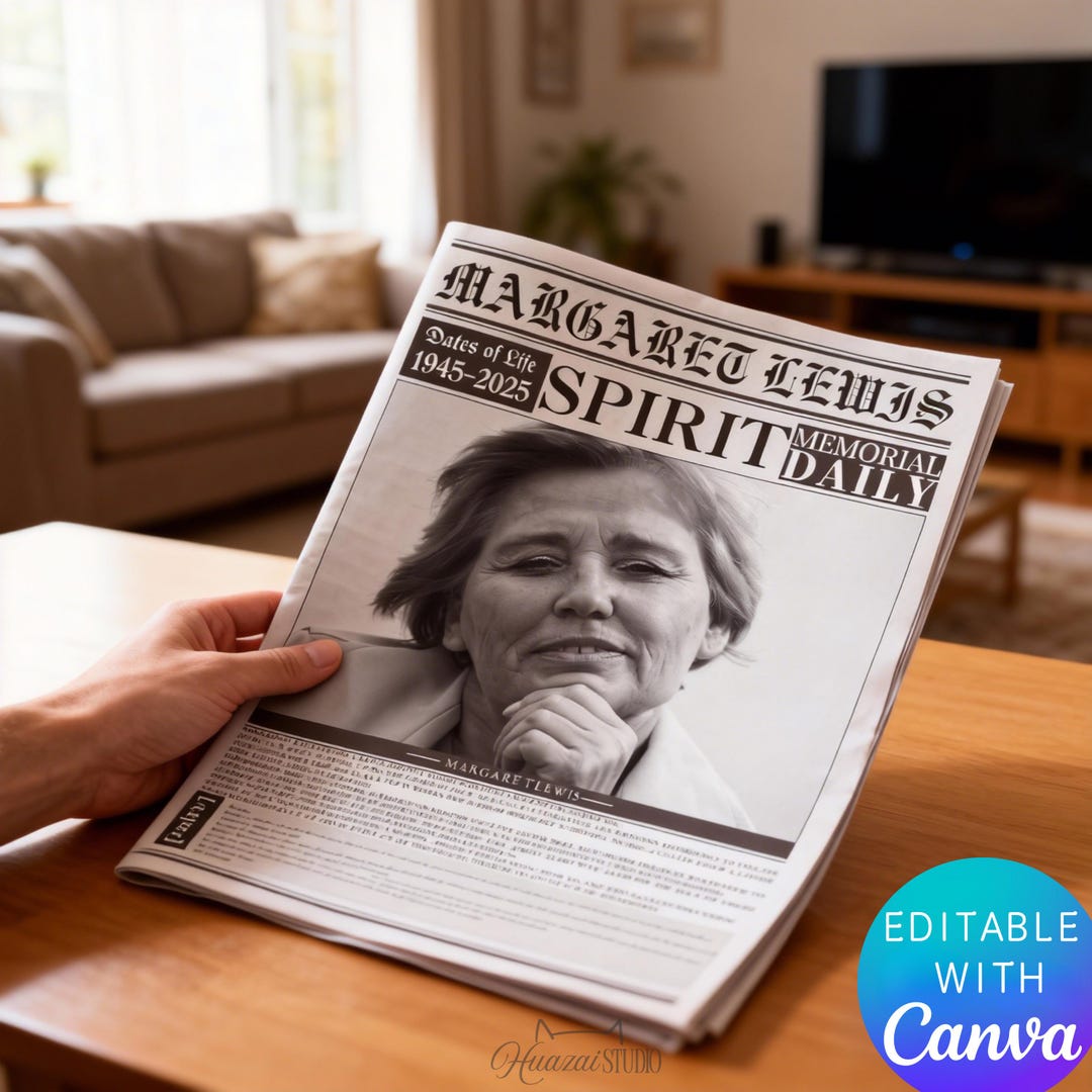 Editable Obituary Newspaper With Life Story Template – Printable ...