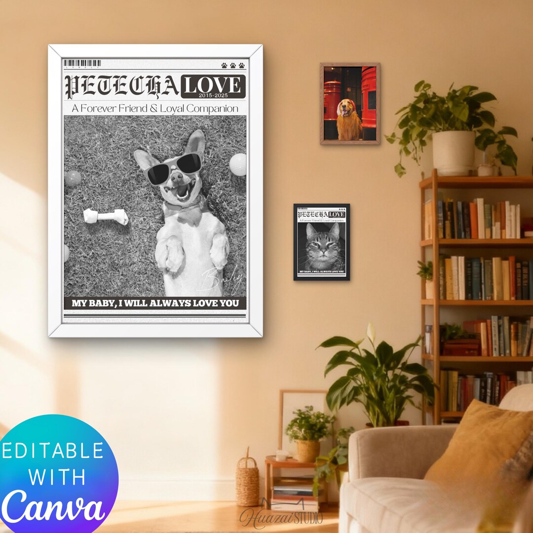 Editable Dog Newspapers, Dog Keepsakes, Cat Figurines, and Pet Framing ...