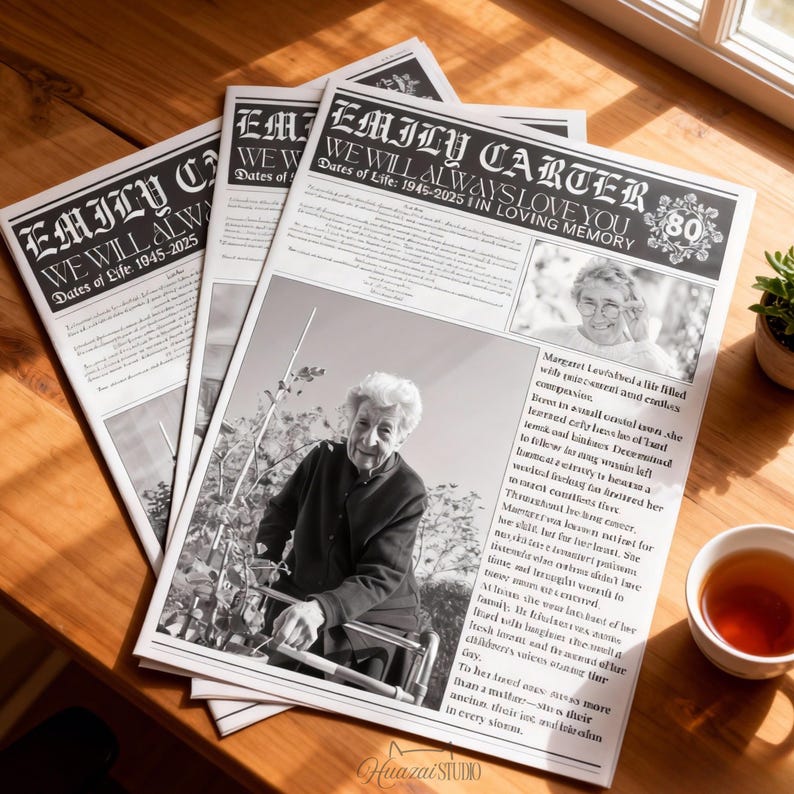 Editable Obituary Newspaper Template – Memorial Funeral Program ...