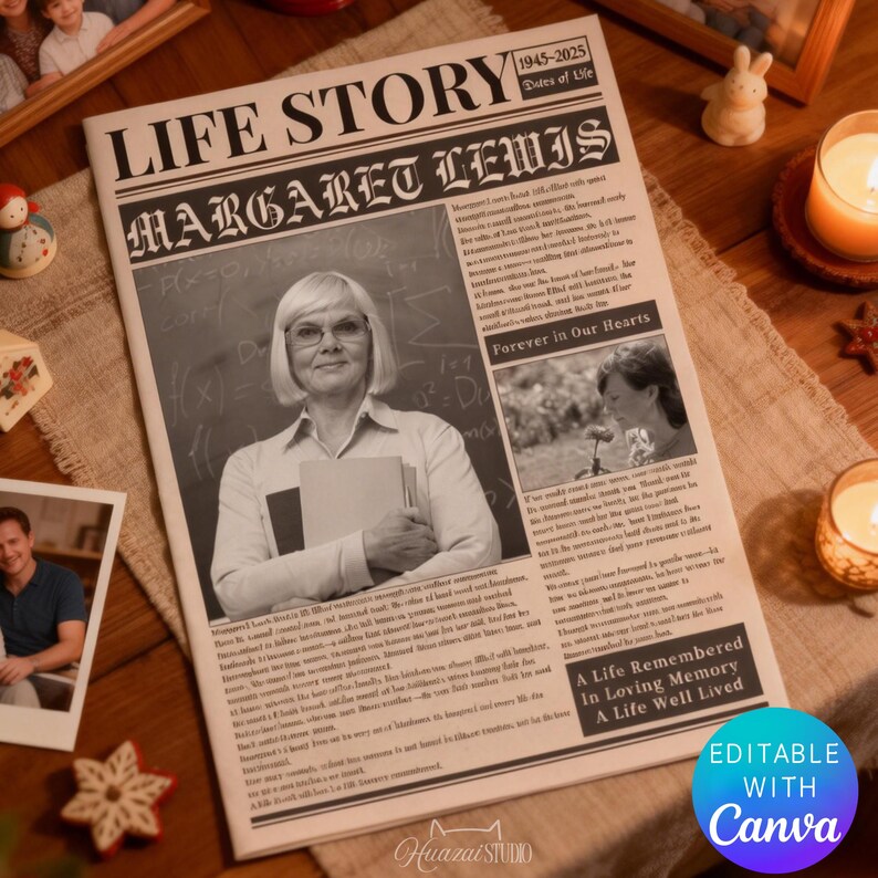 Teacher Obituary Template | Editable Funeral Memorial Printable ...