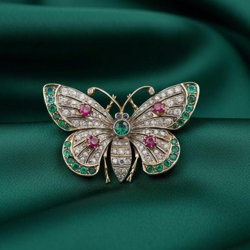 Ruby and Sterling Brooch - Etsy