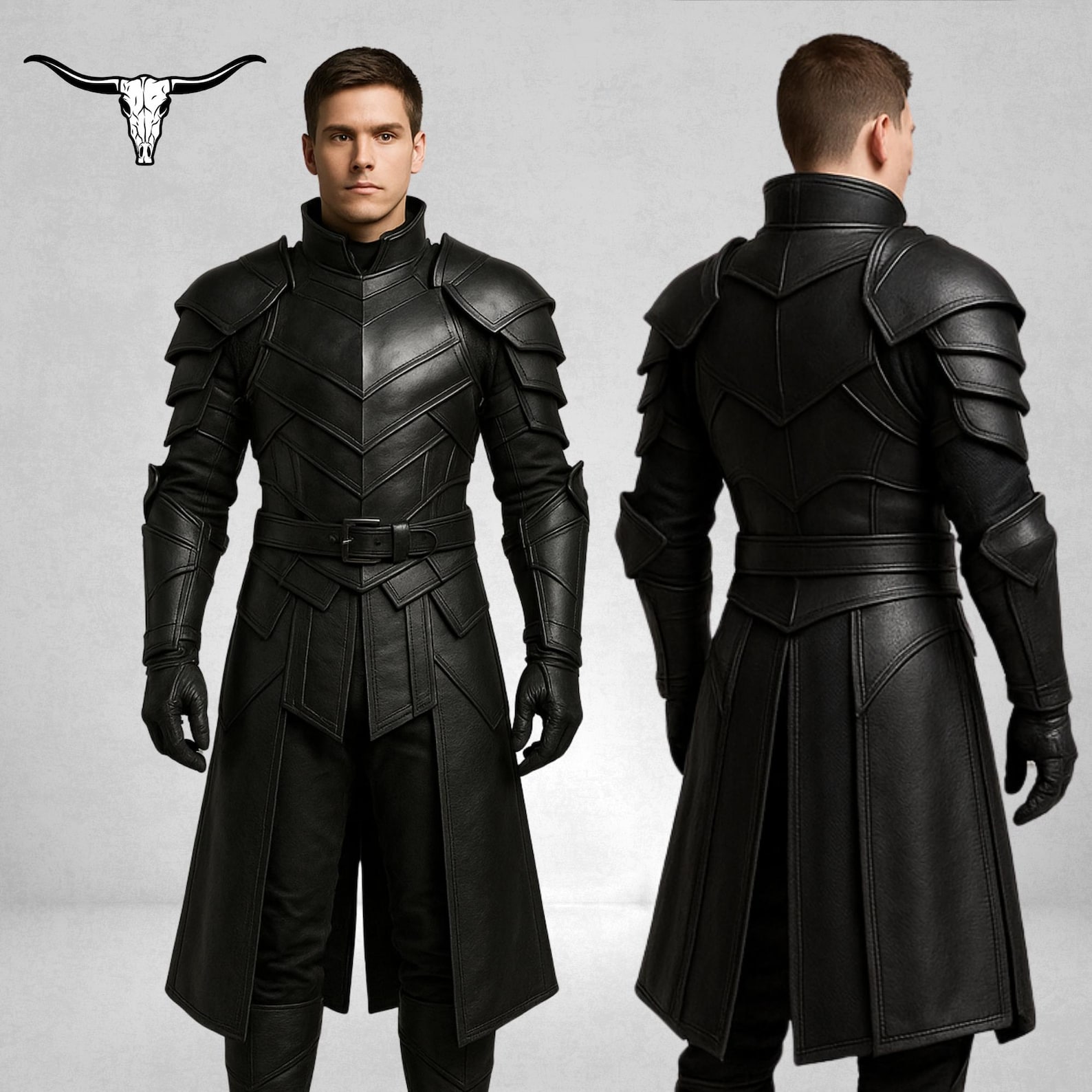 Handmade Black Leather Knight Armor | Medieval Warrior Costume | Gothic ...