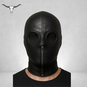 Handmade Black Leather Hood Mask: Artisan Full-face Design | Full Head ...