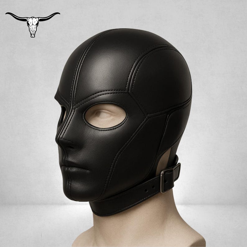 Handmade Black Leather Full Head Mask | Cosplay Costume - Etsy