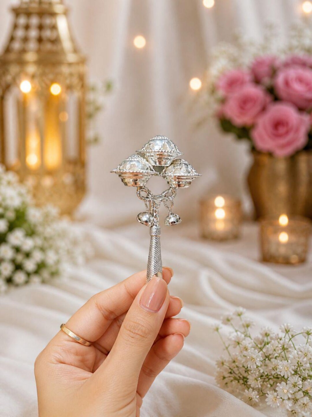 Sterling Silver Krishna Jhunjhuna Toy Pendant | Traditional Indian Baby ...