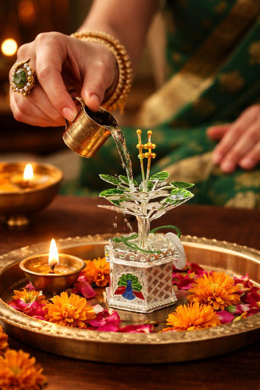 Handcrafted Pure Silver Tulsi Plant Idol - Indian Spiritual Decor - Etsy