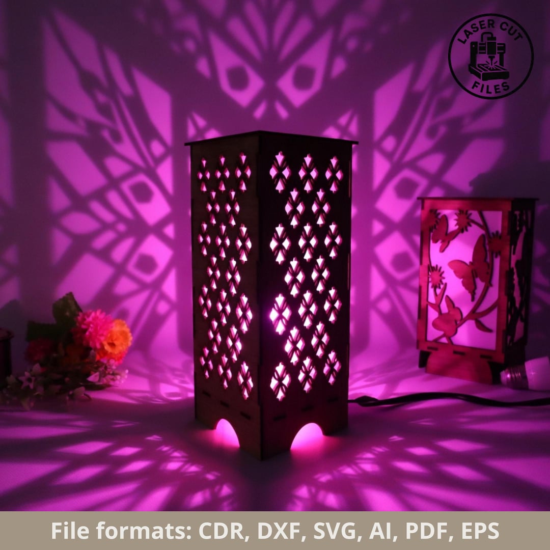 Laser Cut Wooden Night Lamp SVG File | Layered MDF Night Light DXF ...