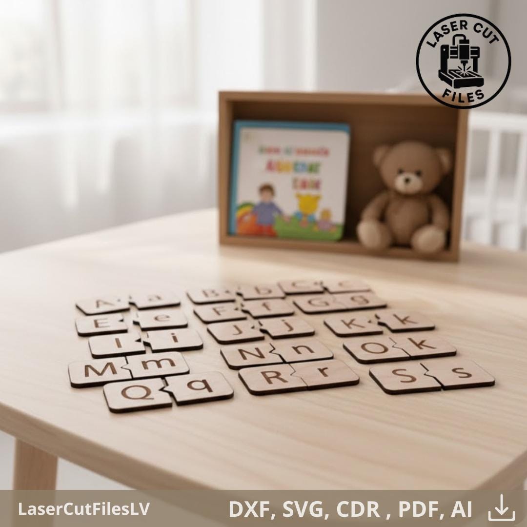 Laser Cut Alphabet Puzzle SVG, Montessori Letters Matching Cards ...