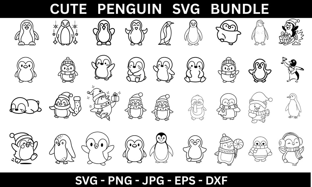 Christmas Penguin SVG Bundle: Winter Clipart - Etsy