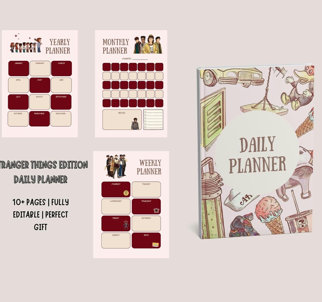 Stranger Things Inspired Daily Planner | Printable Editable Canva ...