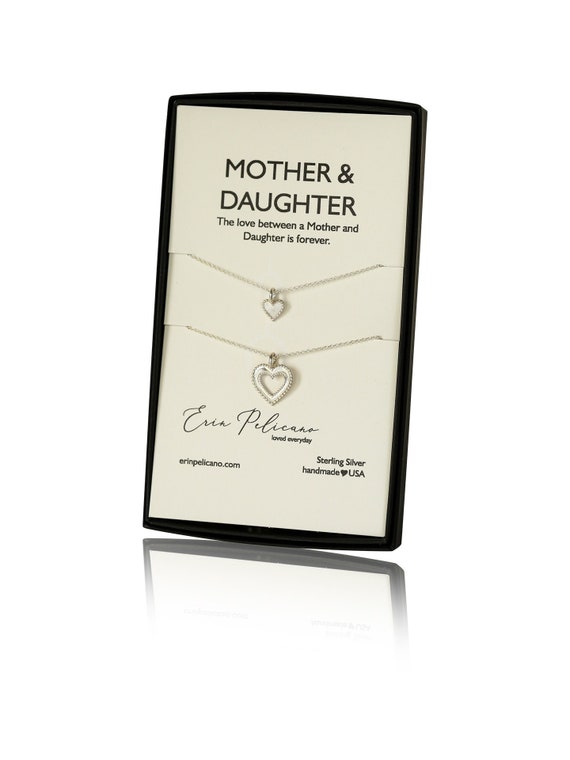 Silver Heart Necklaces Mothers Day Gift Mother Daughter Jewelry Set Gift for Wife Mom Necklace Mother of the Bride Etsy