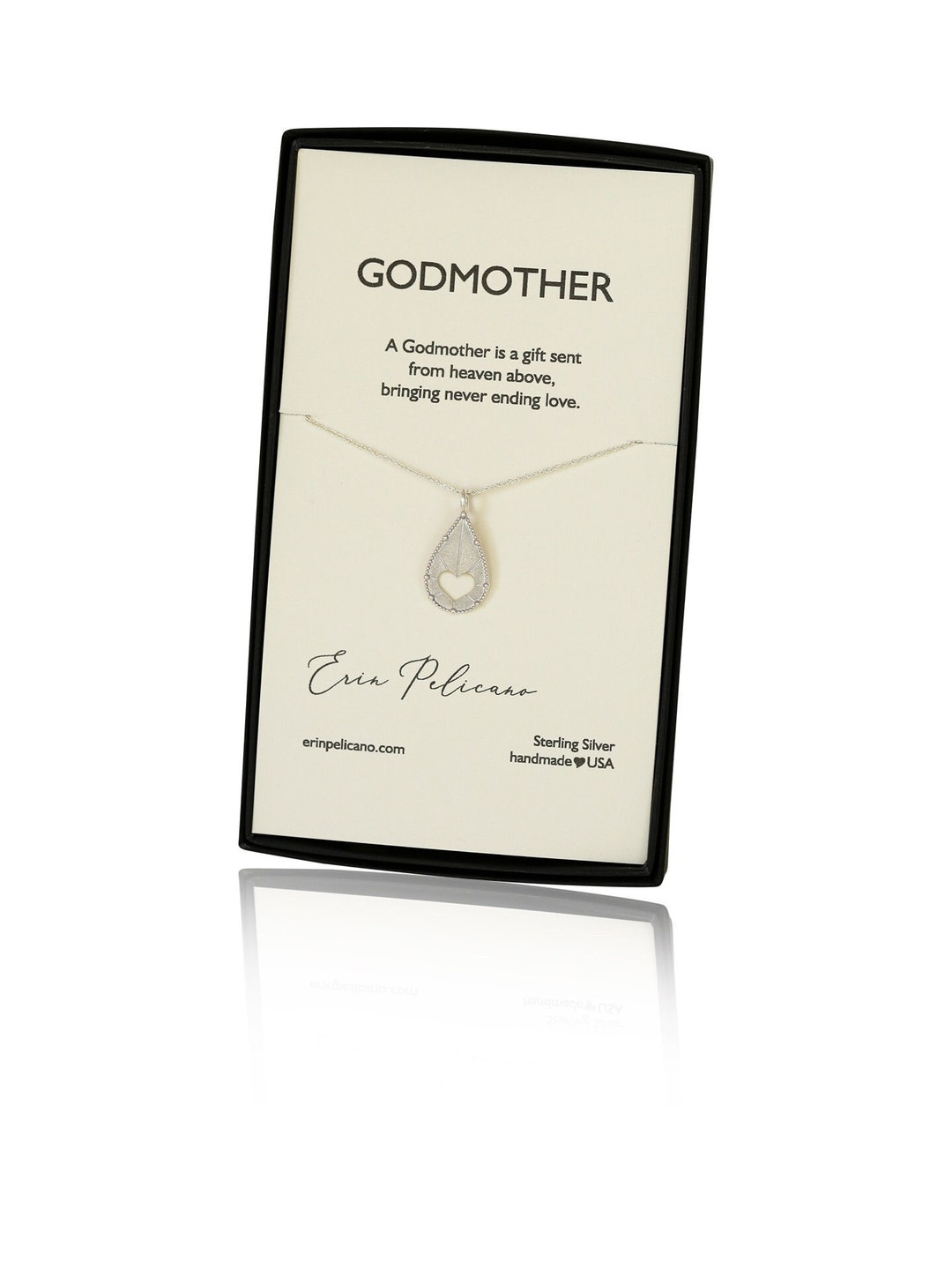 Sterling Silver Godmother Necklace: Teardrop Heart Charm - Etsy