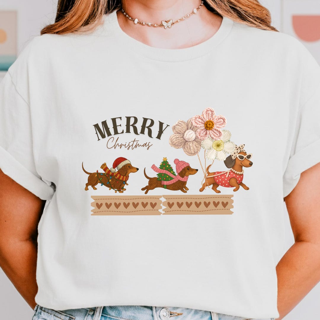 Dachshund Christmas PNG | Retro Dog Holiday Design (digital File) - Etsy