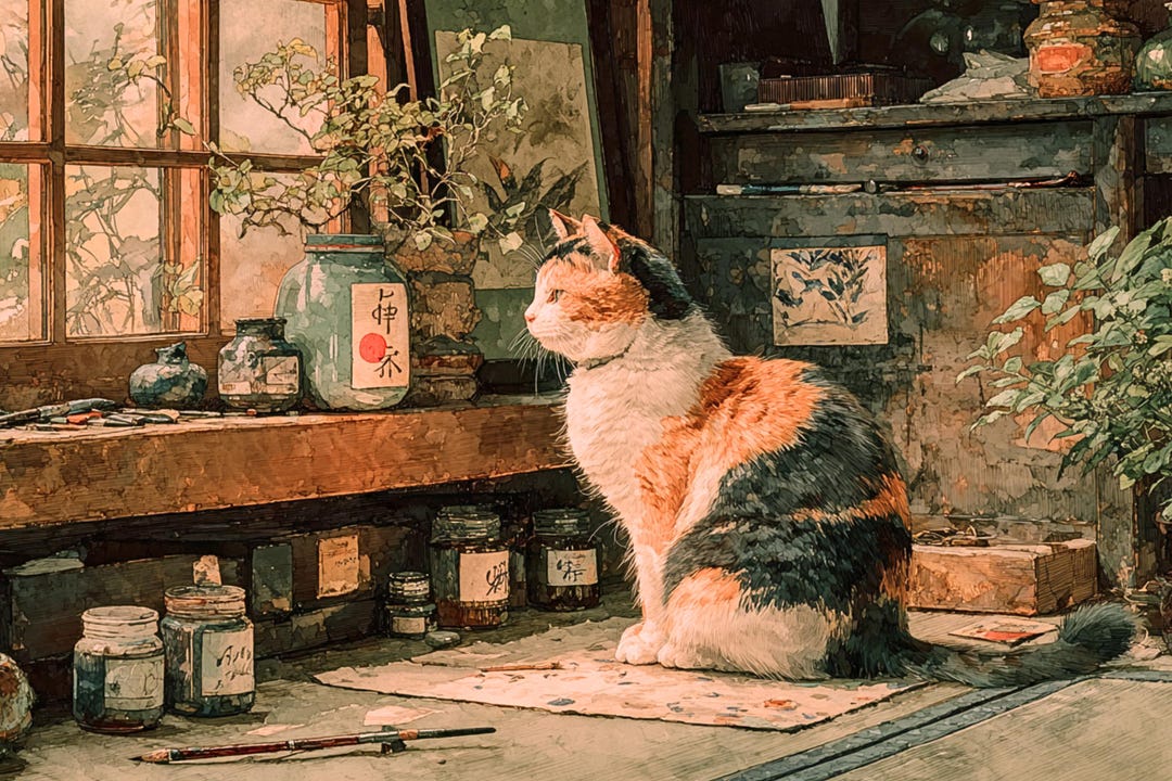 Calico Cat by Window Art Puzzle Inspired by Japanese Literature Wagahai ...