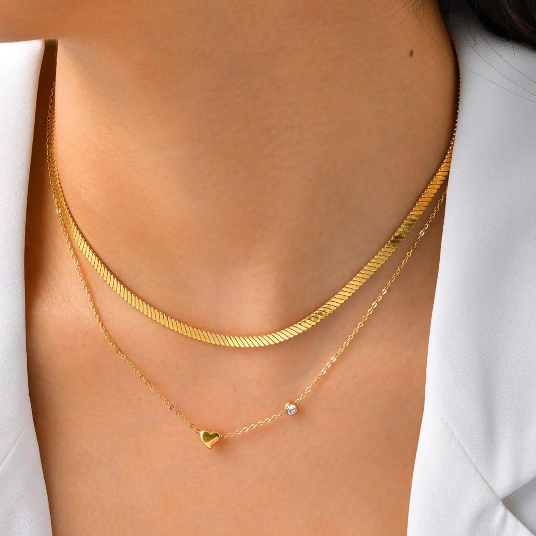Gold Chain, Gold Necklace Set, Double-layer Blade Chain Necklace for ...