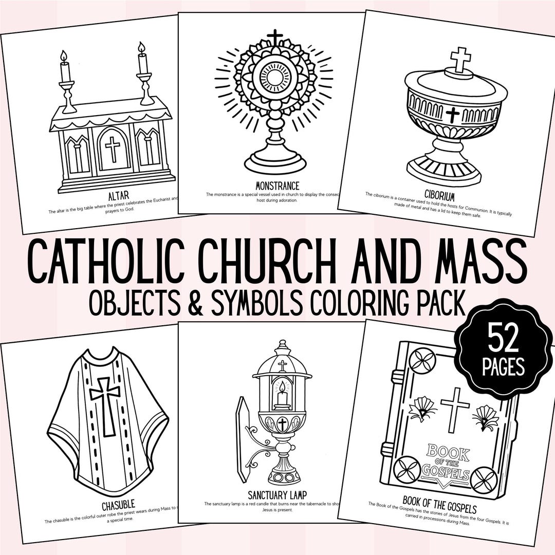 Catholic Mass and Church Coloring Pages| 52 Pages Kids Homeschool CCD ...