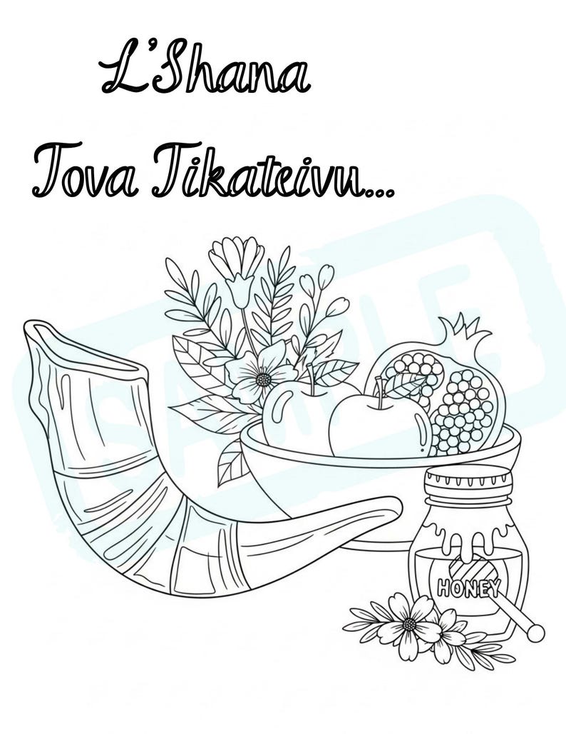 Rosh Hashanah Coloring Pages for Kids- Instant Printable PDF - Etsy