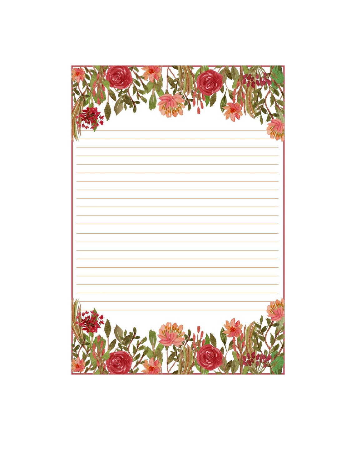 Printable Floral Writing Papers (5), for Diary or Journaling - Etsy