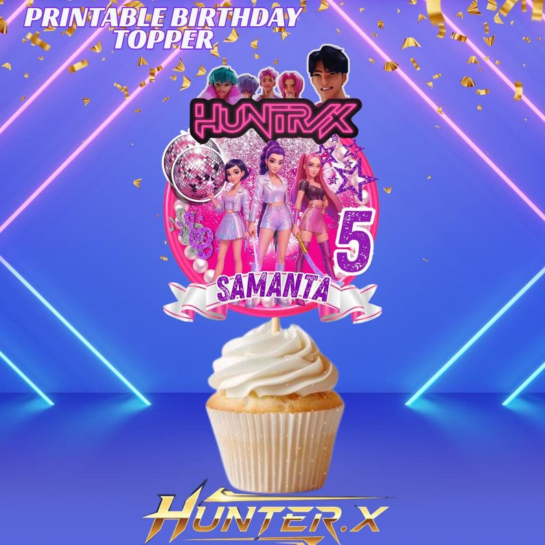 Editable Kpop Demon Hunters Cake Topper, Huntrix Kpop Birthday Toppers ...