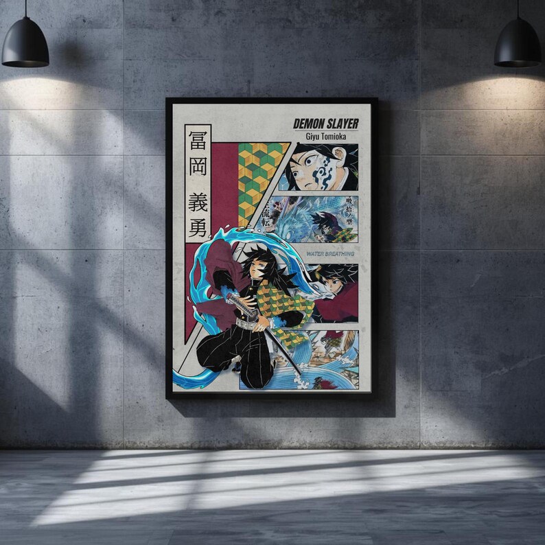 Giyu Tomioka Poster | Water Breathing Wall Art | Demon Slayer Haori ...
