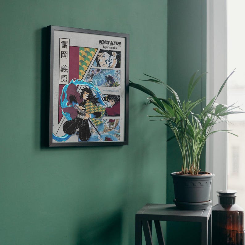 Giyu Tomioka Poster | Water Breathing Wall Art | Demon Slayer Haori ...