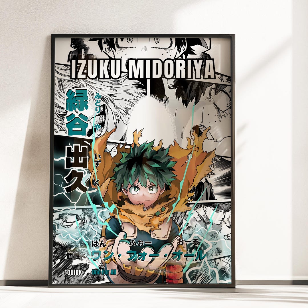 Izuku Midoriya Poster: My Hero Academia, One for All Anime Art - Etsy