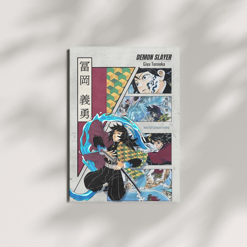 Giyu Tomioka Poster | Water Breathing Wall Art | Demon Slayer Haori ...