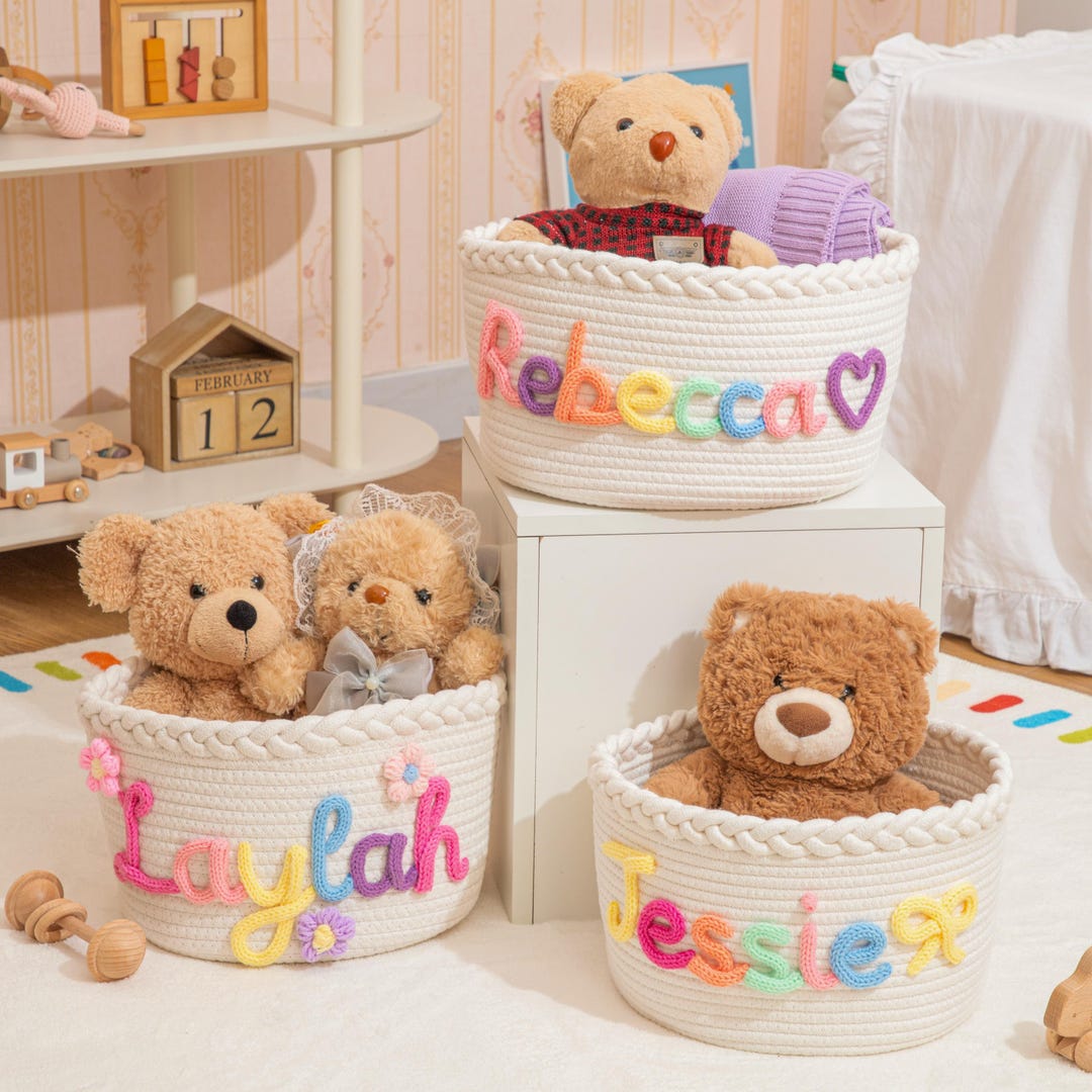 Personalized Monogrammed Woven Basket for Baby Christmas Gift · Cotton ...