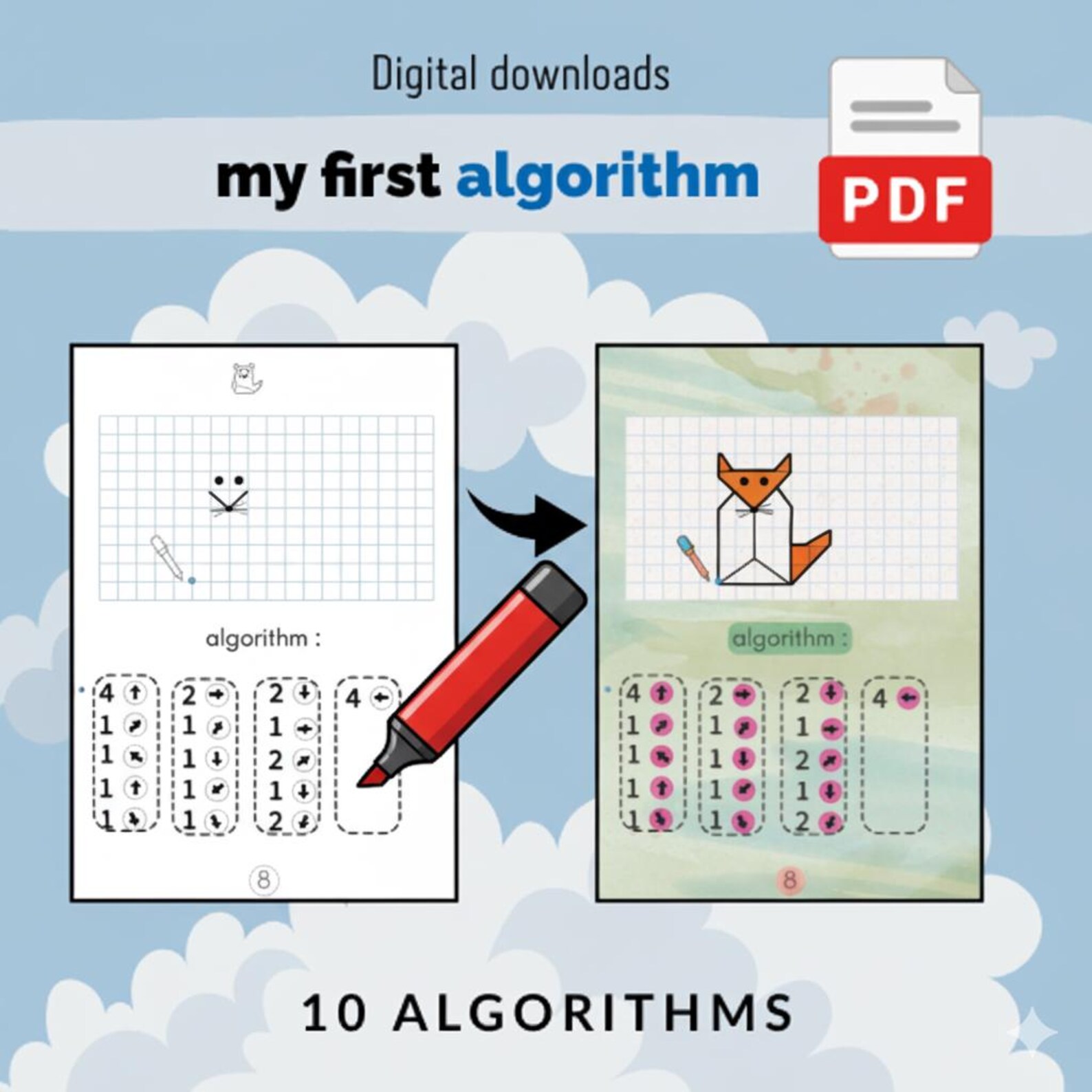 Farm Coding for Kids Worksheets | Printable Logic Games, Algorithm ...