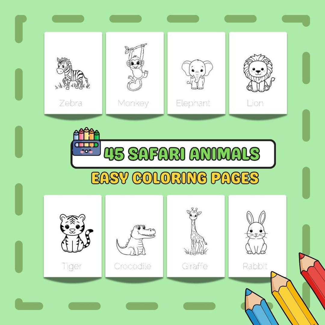 45 Safari Animals Coloring Pages for Kids | Printable PDF | Toddler ...