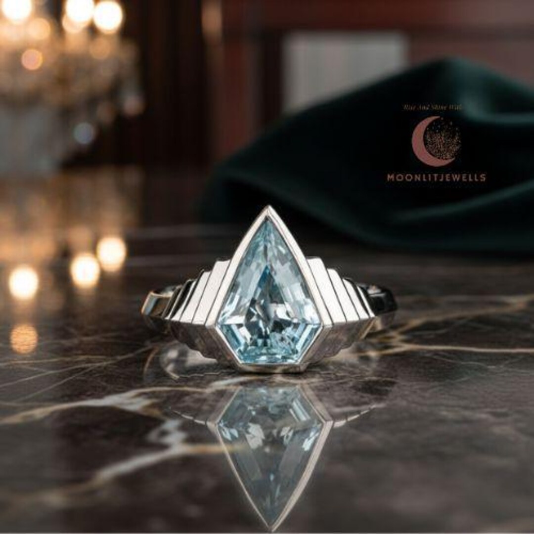 2.5 CT Shield Cut Engagement Ring, Geometric Silver Ring, Kite Shape ...