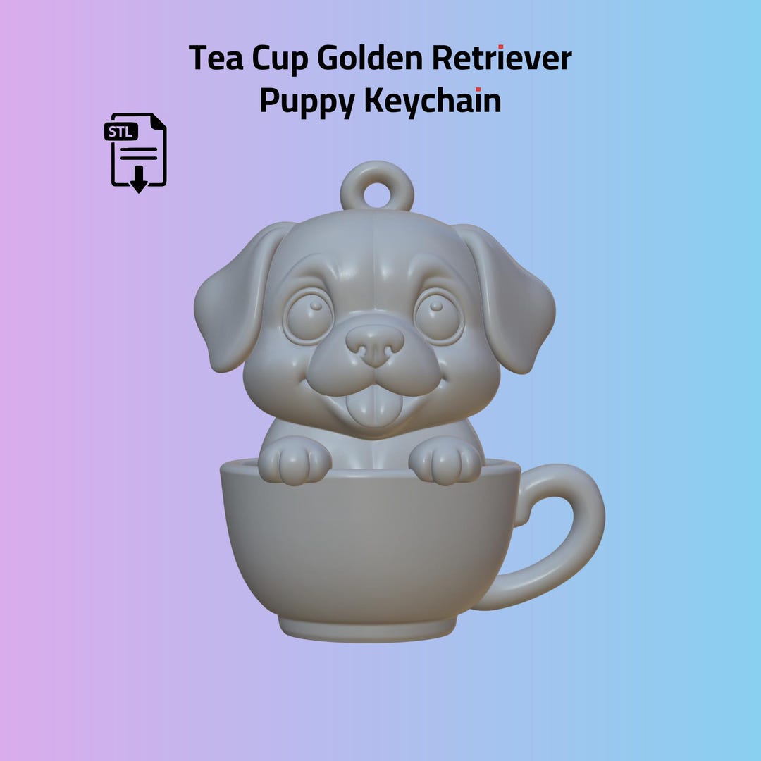 Golden Retriever STL | Mini Golden Dog Charm | 3D Printable Pet Keyring ...