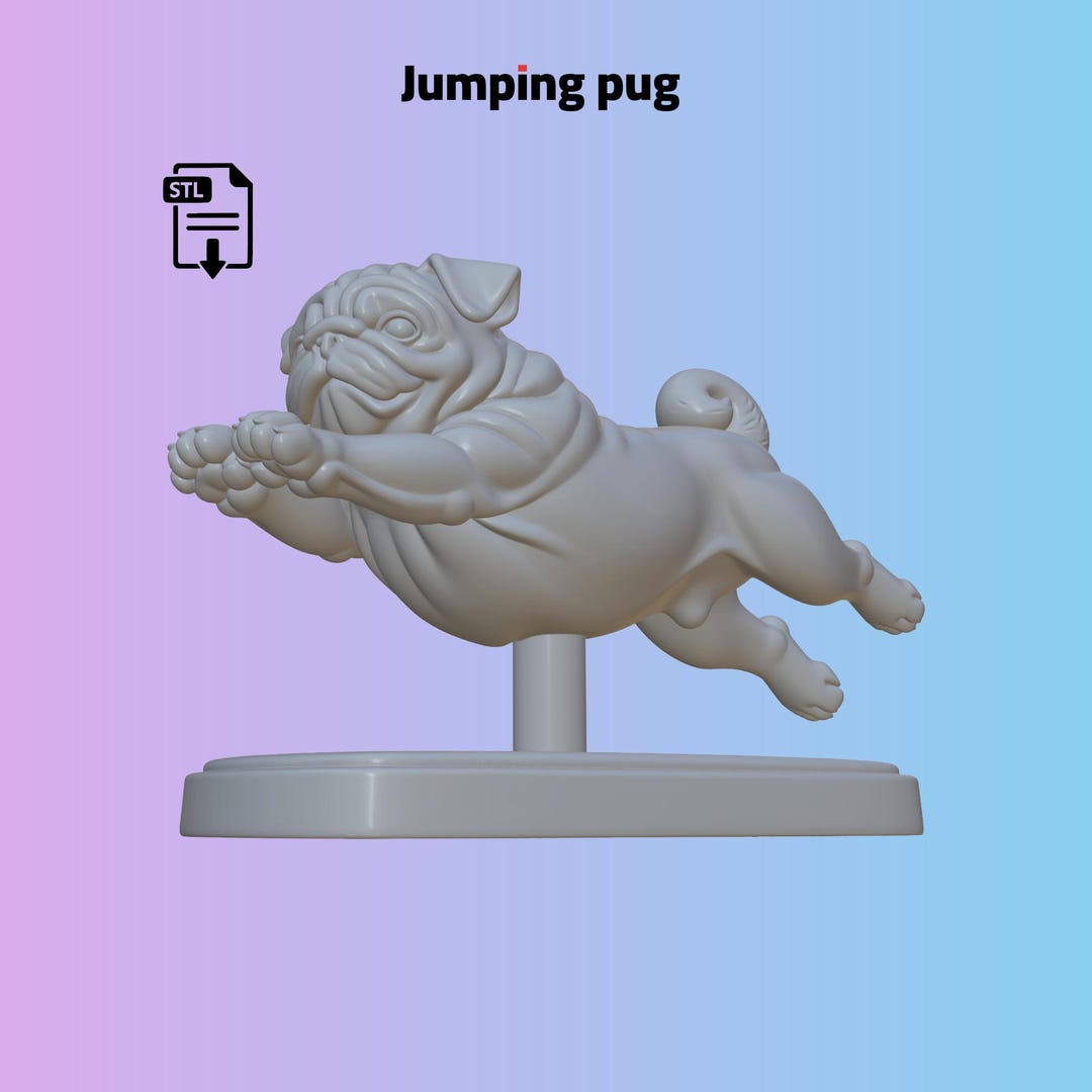 Jumping Pug Dog 3D Print File | Table Decor Pug - Etsy