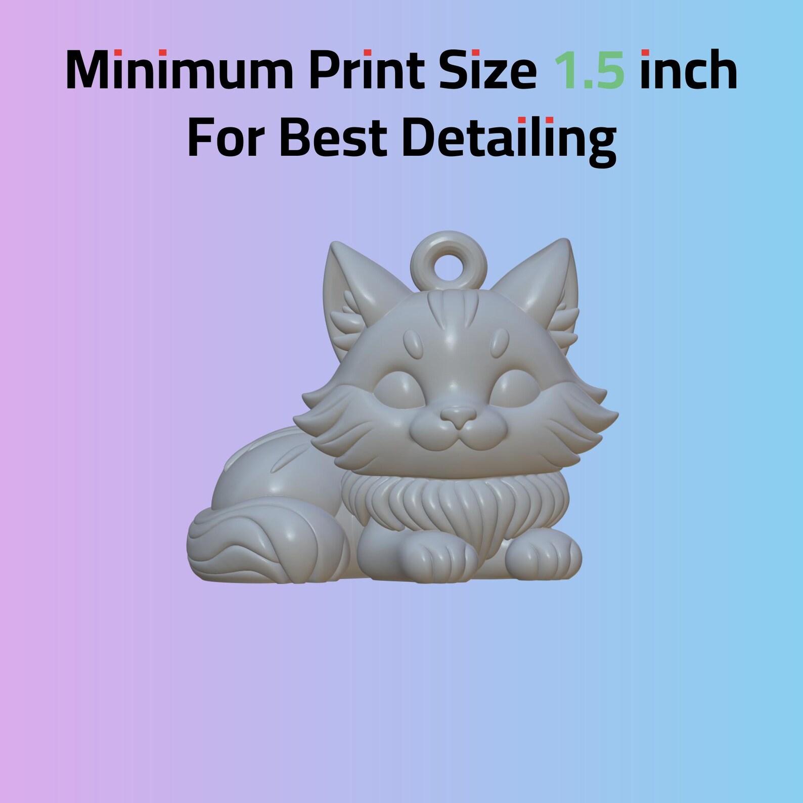 Maine Coon Cat Keychain STL | Long Hair Cat 3D Print File | Cat ...