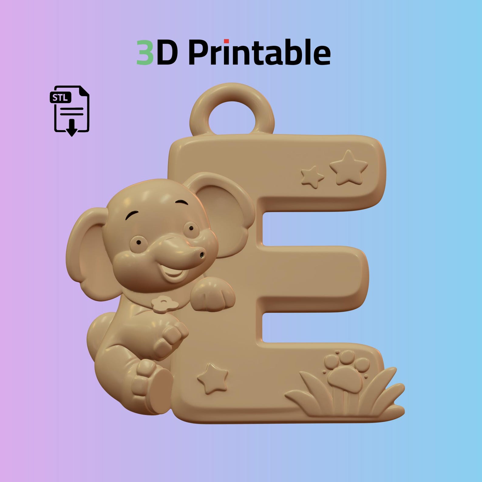 Elephant Letter E STL | 3D Print File, Nursery Decor (digital Download ...