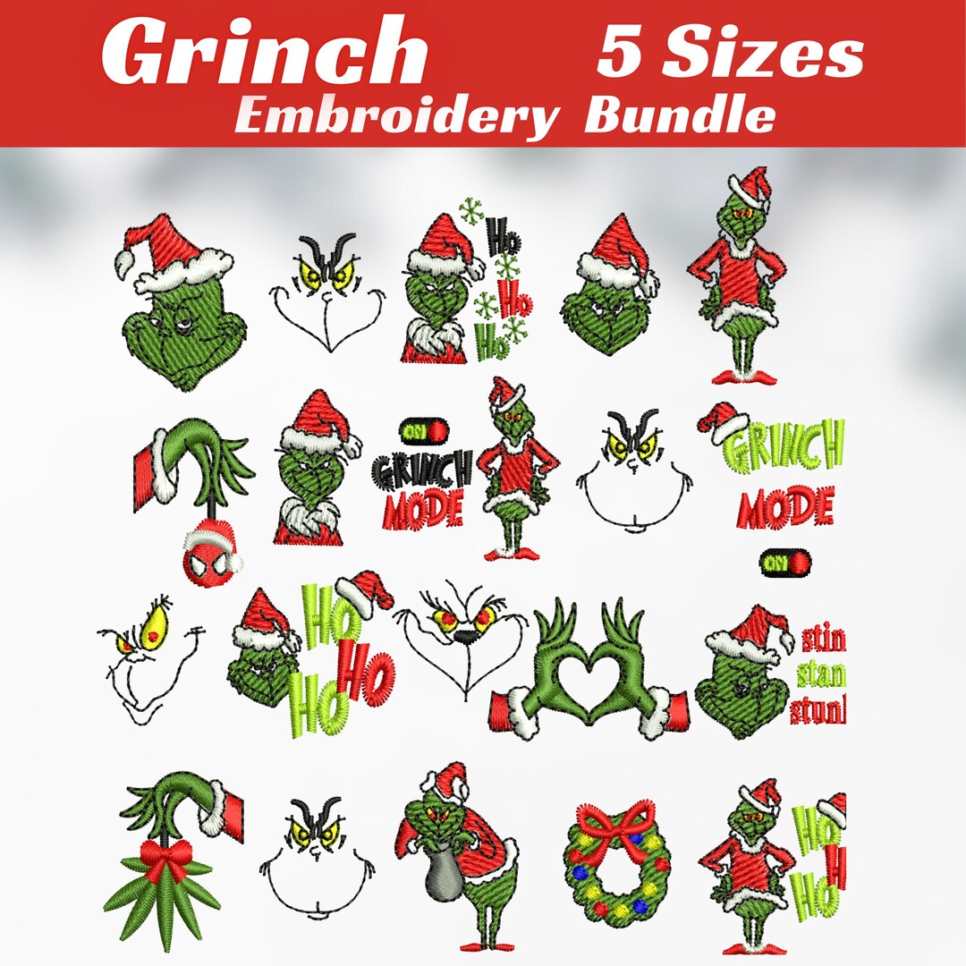 Grinch Christmas Embroidery Design Bundle | 19 Holiday Patterns (PES ...