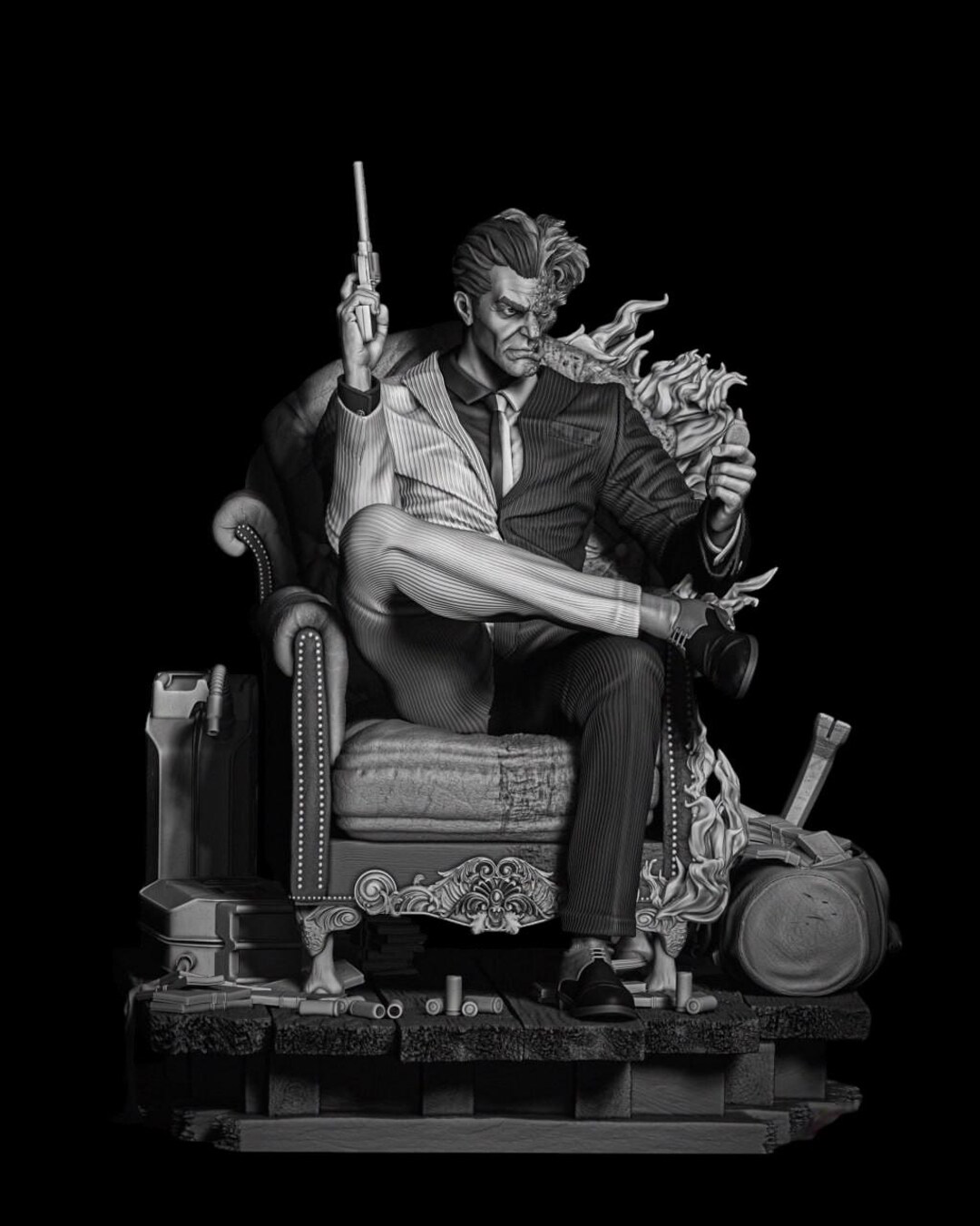 Two Face/sculpture/3d Resin Model /collectible Figure - Etsy