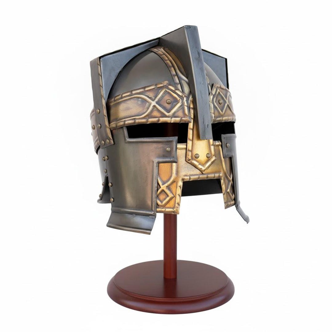 Medieval Moria Dwarf Helmet, Blackened Steel Warrior Helm, LOTR Dwarven ...